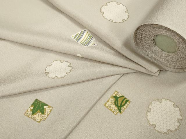 平和屋本店■小紋　反物　着尺　雪輪舞色紙文　逸品　未使用　DZAA11105kh5