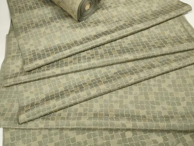 平和屋本店■極上　お召　反物　着尺　石畳文　あじわい工房　逸品　未使用　DZAA11120kh5