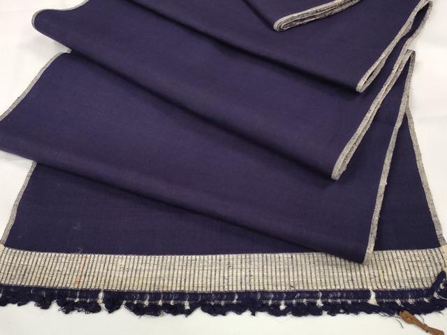 平和屋本店■極上　本場結城紬　重要無形文化財　反物　着尺　色無地　深紫色　逸品　未使用　DZAA11165kh5