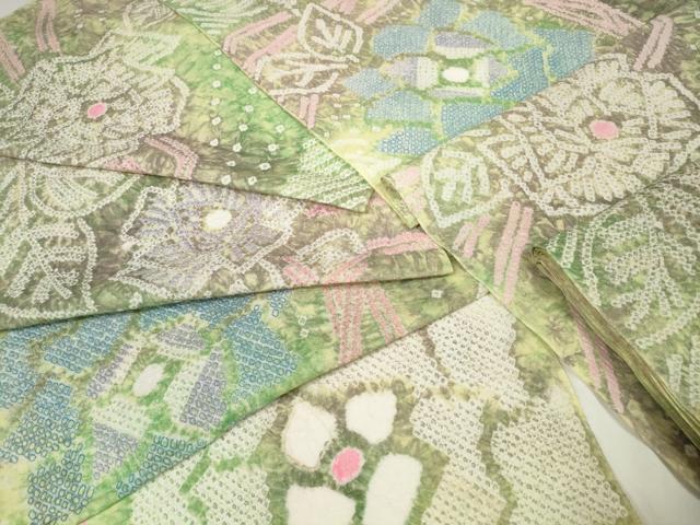 平和屋本店■極上　夏物　浴衣　有松鳴海絞り　反物　着尺　草花文　綿　逸品　未使用　DZAA11185kh5