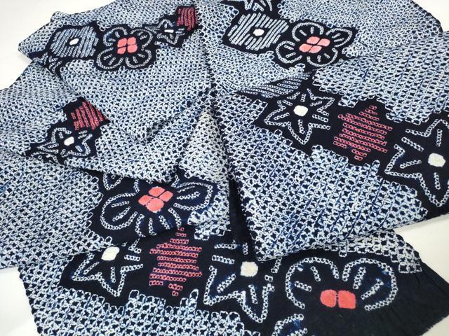 平和屋本店■極上　夏物　浴衣　有松鳴海絞り　反物　着尺　花繋ぎ　綿　逸品　未使用　DZAA11244kh5