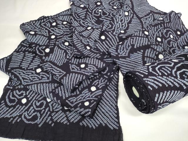 平和屋本店■極上　夏物　浴衣　有松鳴海絞り　反物　着尺　流水地紙散らし　綿　逸品　未使用　DZAA11313kh5