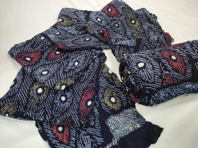 平和屋本店∴極上　夏物　浴衣　有松鳴海絞り　反物　着尺　湯のし前　立涌花文　綿　逸品　未使用　DZAA11560kh6