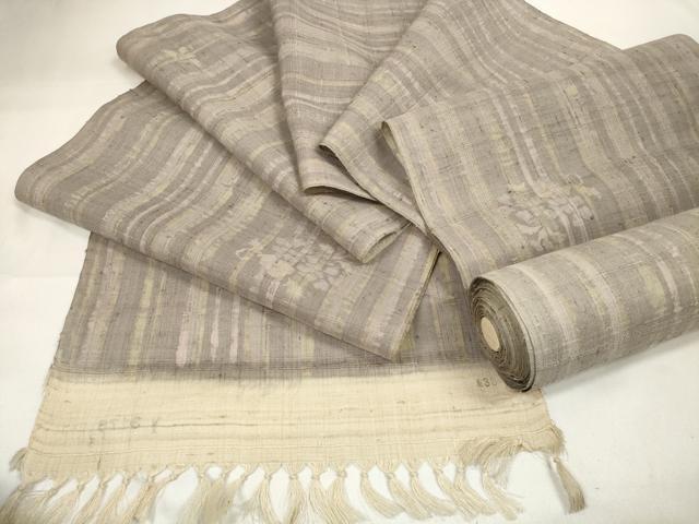 平和屋本店●極上　染織の名門　しょうざん  生紬　反物　着尺　花唐草　逸品　未使用　DZAA11580kh6