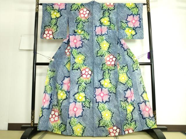 平和屋本店■極上　夏物　浴衣　有松鳴海絞り　舞花文　綿　逸品　DZAA20141kh5