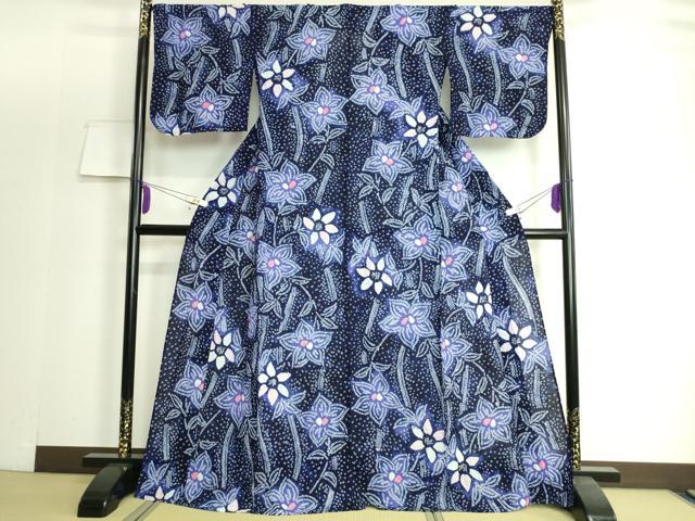 平和屋本店■極上　夏物　浴衣　有松鳴海絞り　草花文　綿　逸品　DZAA20146kh5