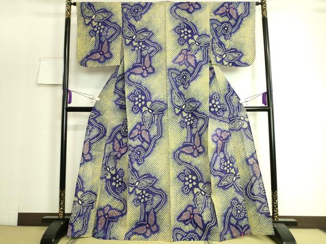 平和屋本店■極上　夏物　浴衣　有松鳴海絞り　舞蝶花文　綿　逸品　未使用　DZAA20159kh5