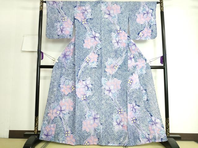 平和屋本店■極上　夏物　浴衣　有松鳴海絞り　草花文　綿　逸品　DZAA20160kh5