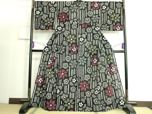 平和屋本店■極上　夏物　浴衣　有松鳴海絞り　舞花文　黒地　綿　逸品　DZAA20164kh5