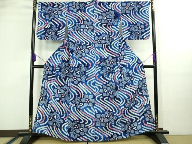 平和屋本店■極上　夏物　浴衣　有松鳴海絞り　草花文　綿　逸品　DZAA20211kh5