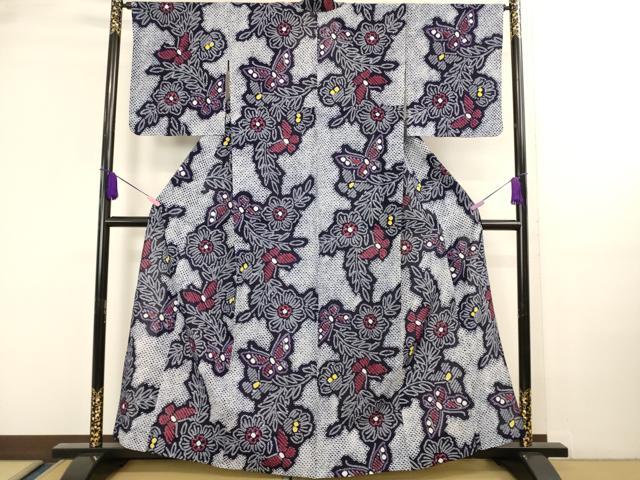 平和屋本店■極上　夏物　浴衣　有松鳴海絞り　舞蝶花文　綿　逸品　DZAA20220kh5