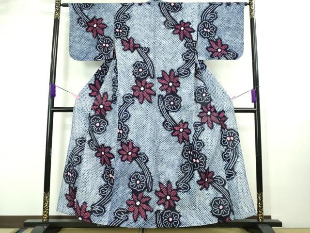 平和屋本店■極上　夏物　浴衣　有松鳴海絞り　草花文　綿　逸品　未使用　DZAA20250kh5