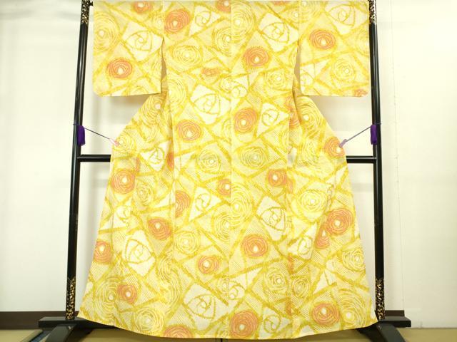 平和屋本店■極上　夏物　浴衣　有松鳴海絞り　薔薇　バラ　綿　逸品　未使用　DZAA20251kh5