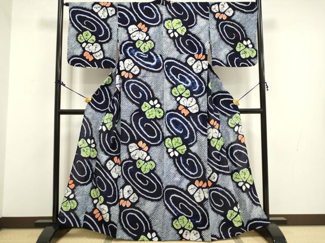 平和屋本店■極上　夏物　浴衣　有松鳴海絞り　桐文　綿　逸品　DZAA20258kh5