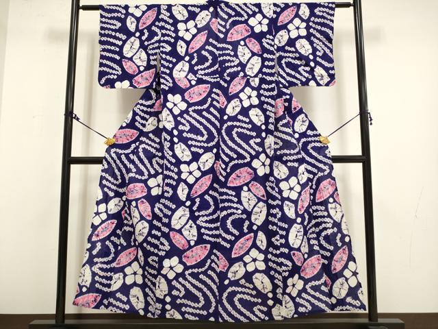平和屋本店■極上　夏物　浴衣　有松鳴海絞り　舞花文　綿　逸品　 DZAA20260kh5