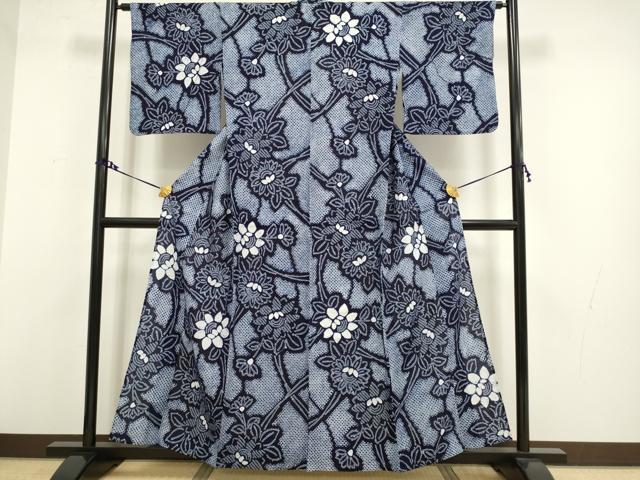 平和屋本店■極上　夏物　浴衣　有松鳴海絞り　草花文　綿　逸品　DZAA20262kh5