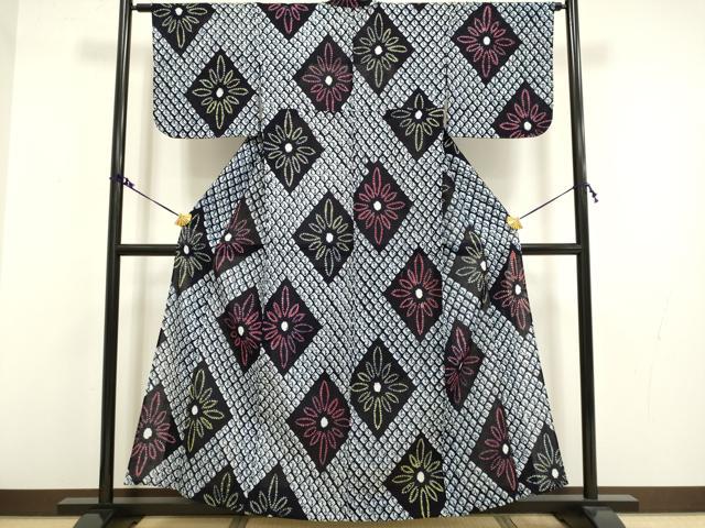 平和屋本店■極上　夏物　浴衣　有松鳴海絞り　花菱文　綿　逸品　未使用　DZAA20263kh5