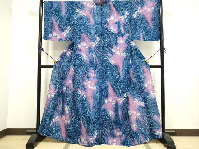 平和屋本店■極上　夏物　浴衣　有松鳴海絞り　杜若　蜻蛉　綿　逸品　DZAA20289kh5