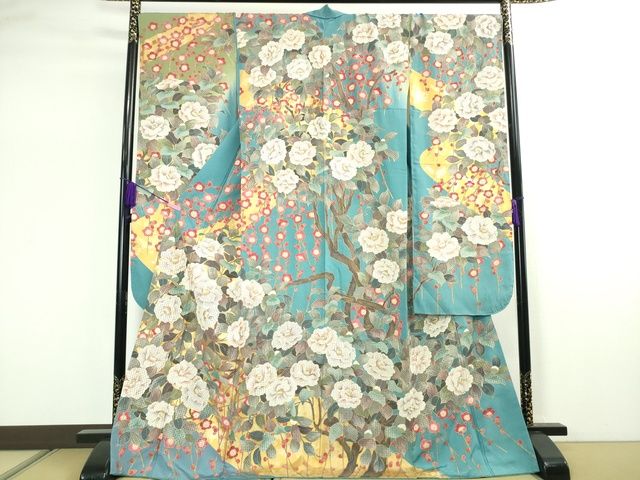 平和屋本店■極上　中国三大刺繍　スワトウ刺繍　汕頭刺繍　振袖　椿　梅　金彩　逸品　DZAA2200kh4