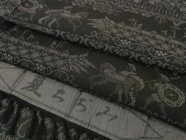 平和屋本店■極上　夏物　夏ちぢみ　100亀甲　人物獣吉祥文　反端付き　逸品　未使用　DZAA2525kh5