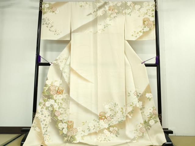平和屋本店■極上　訪問着　駒刺繍　貝桶菊花文　暈し染め　金彩　逸品　DZAA2659kh5