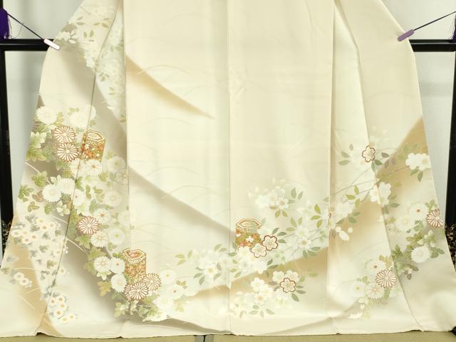 平和屋本店□極上 訪問着 駒刺繍 貝桶菊花文 暈し染め