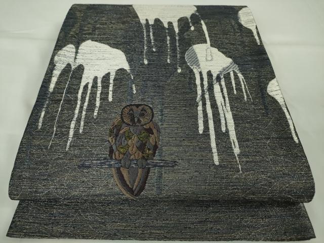 平和屋着物■極上　創業280年　誉田屋源兵衛　六通太鼓柄袋帯　唐織　孔雀羽根　梟　ふくろう　逸品　未使用　DZAA6708kh5