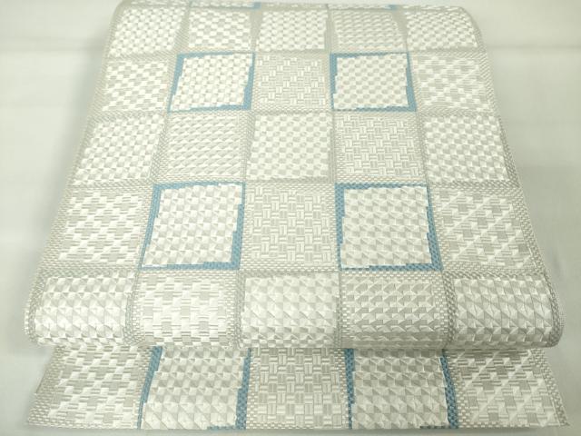 平和屋本店■極上　本場筑前博多織　八寸名古屋帯　変わり市松　一蔵謹製　逸品　DZAA2691kh5