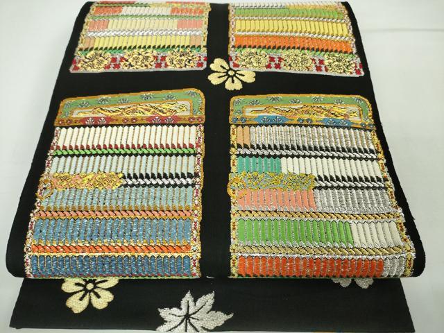 平和屋本店■極上　龍村平蔵製　本袋帯　威毛錦　黒地　金銀糸　逸品　DZAA2888kh5