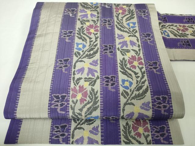 平和屋本店■極上　洛風林　工芸帯地　九寸名古屋帯　花唐草間道　逸品　DZAA3031kh5