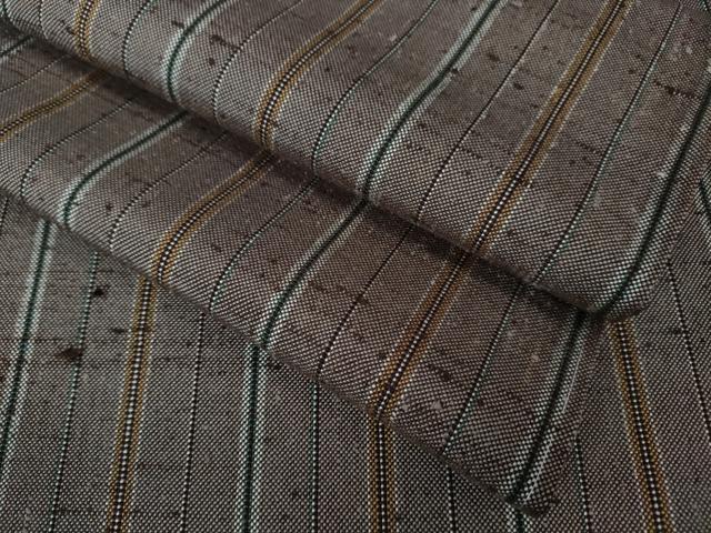 平和屋本店■希少　伊兵衛織　単衣　縞　逸品　未使用　DZAA3061kh5