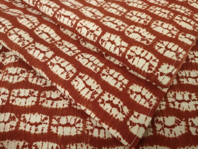 平和屋本店■極上　岩手の匠　草紫堂　南部絞り　茜染　綿　逸品　未使用　DZAA3070kh5