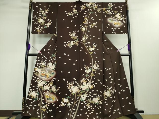 平和屋本店■極上　訪問着　駒刺繍　鴛鴦　枝桜　暈し染め　金銀彩　逸品　DZAA3106kh5