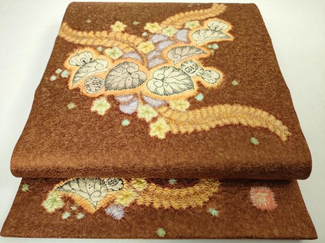 平和屋本店■極上　初代 久保田一竹　太鼓柄袋帯　葵　金通し地　逸品　DZAA3231kh5