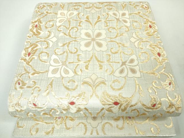 平和屋本店■極上　西陣　織楽浅野　六通柄袋帯　花唐草文　金糸　逸品　DZAA3307kh5