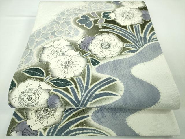 平和屋本店■希少　藤娘きぬたや　袋帯　辻ヶ花　銀通し地　落款有り　逸品　未使用　DZAA3326kh5
