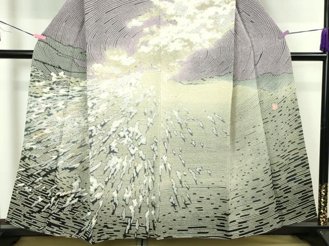 平和屋本店□極上 十日町 名門 滝泰謹製 訪問着 相良刺繍 よろけ縞