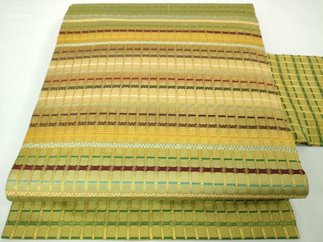 平和屋本店■極上　藤山千春　九寸名古屋帯　草木染　吉野格子　逸品　未使用　DZAA3450kh5