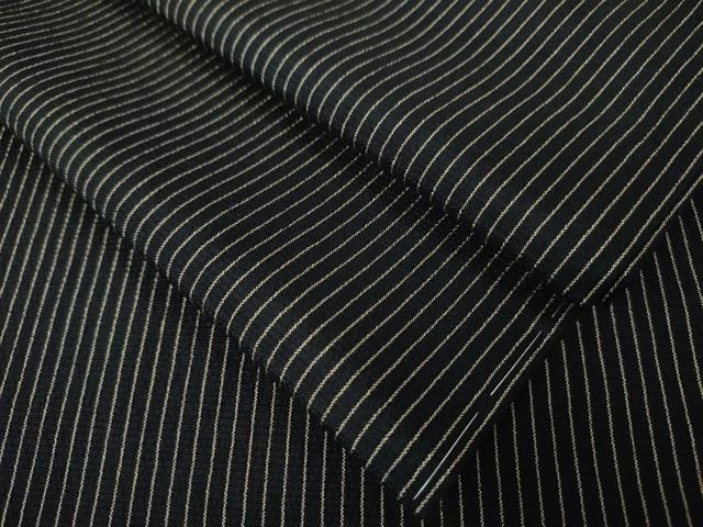 平和屋本店■極上　本塩沢　単衣　縞　黒地　逸品　未使用　DZAA3477kh5