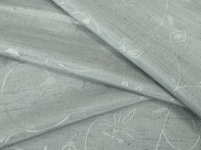 平和屋本店■極上　お召　単衣　ロング丈　唐草地紋　希少柄　兎　猫　時計　薔薇　トランプ　灰青色地　逸品　未使用　DZAA3478kh5