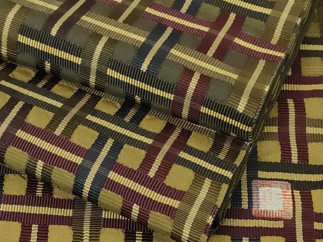 平和屋本店■極上　伝統工芸士　曽根武勇　全通柄袋帯　吉野間道　網代格子　逸品　DZAA3527kh5