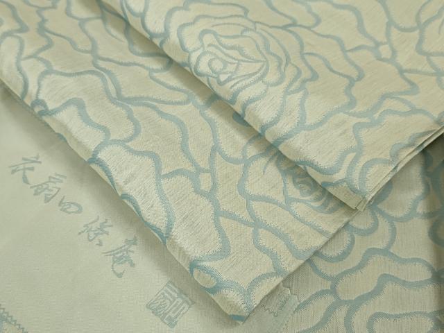 平和屋本店■極上　衣扇四篠庵　お召　単衣　薔薇　反端付き　逸品　DZAA3582kh5