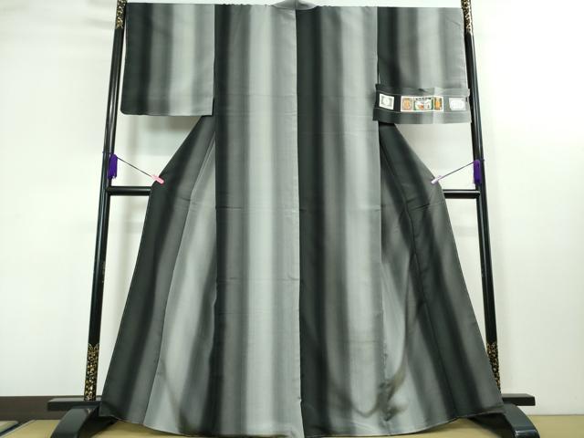 平和屋本店■極上　本塩沢　やまだ織　水沢みどり　間道　黒地　証紙付き　逸品　未使用　DZAA3606kh5