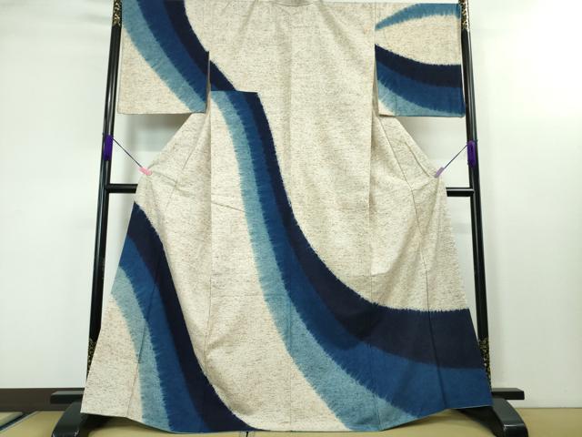 平和屋本店■極上　ぜんまい紬　訪問着　正藍染　反端付き　逸品　DZAA3612kh5