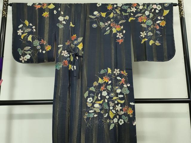 平和屋本店■極上　道中着　作家物　ロング丈　どんぐり　吹寄せ文　金彩　金通し地　逸品　未使用　DZAA3617kh5