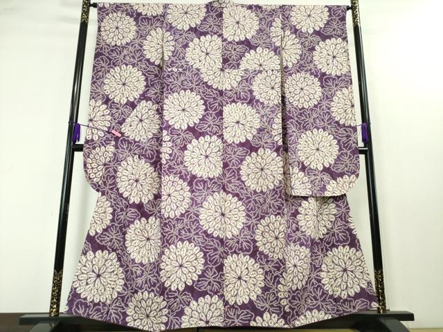 平和屋本店■希少　岩手の匠　草紫堂　南部絞り　紫根染　紬　振袖　菊文　正絹　逸品　DZAA3712kh5