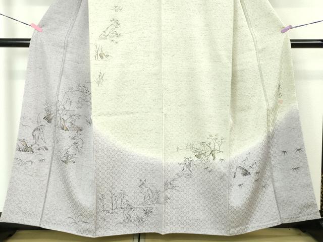 平和屋本店□極上 京友禅作家 山科春宣 訪問着 ぜんまい紬 花織