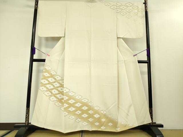 平和屋本店■極上　訪問着　駒刺繍　菊菱　象牙色地　暈し染め　金彩　逸品　DZAA3865kh5