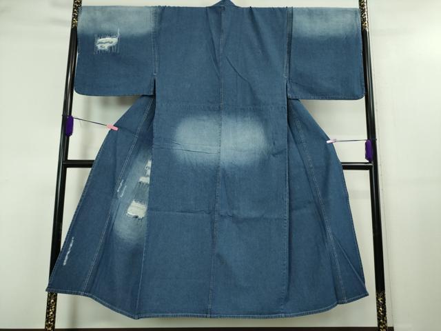 平和屋本店■極上　男性　デニム着物　単衣　和遊楽　ポケット付き　綿　逸品　DZAA3902kh5