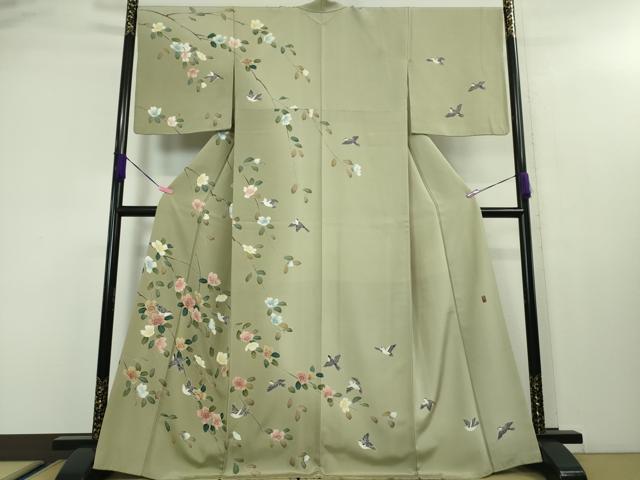 平和屋本店■極上　京友禅工芸作家　小宮山彌一　訪問着　花鳥文　暈し染め　逸品　DZAA3931kh5